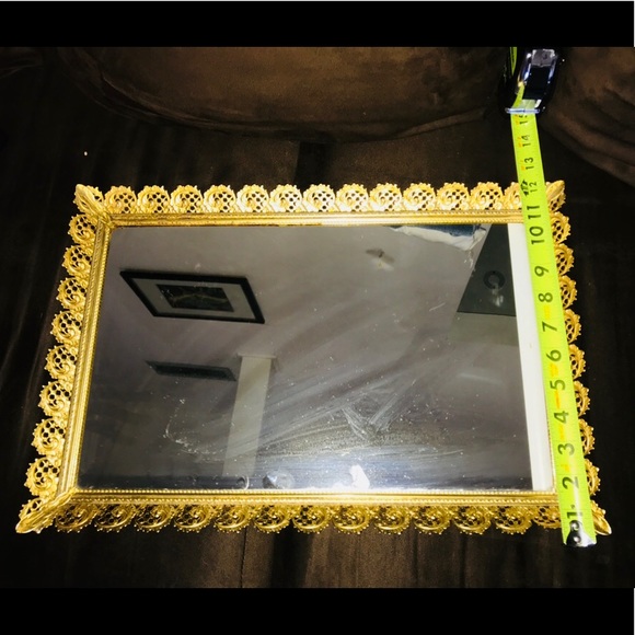 Vintage | Bath | Amazing Vtg Goldplated Footed Vanity Mirror Tray | Poshmark
